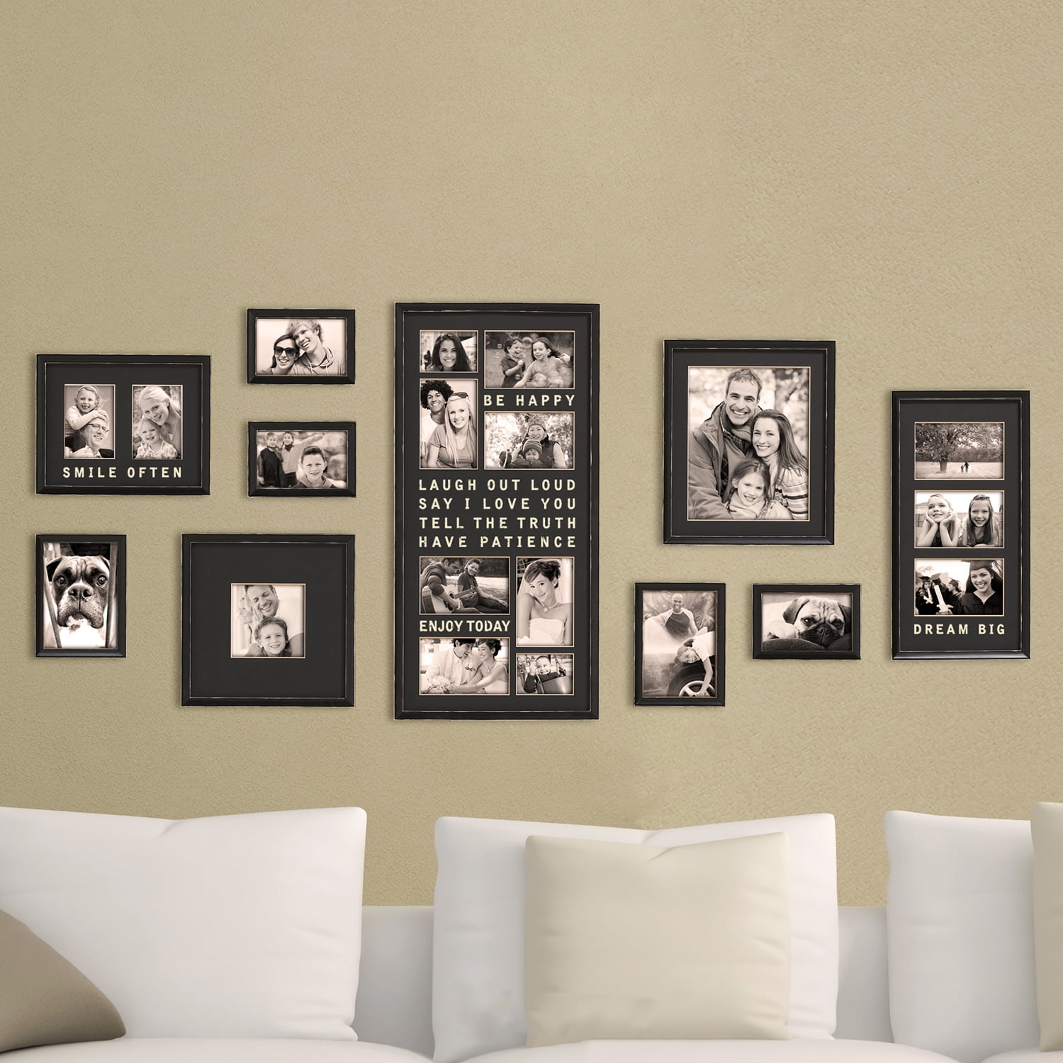 Rustic 4x6 Collage Photo Frame - Distressed PVC, Real Glass - Wall ...