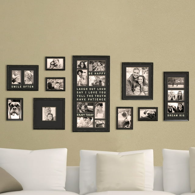 Rustic 4x6 Collage Photo Frame - Distressed PVC, Real Glass - Wall ...