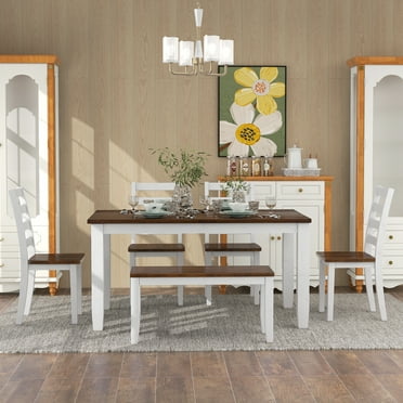 Churanty Six-seater Extendable Farmhouse Dining Table Set with ...