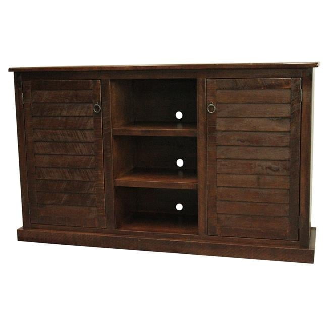 Rustic 68 in. Tall Quaint Shutter TV Stand in Chocolate Mousse ...