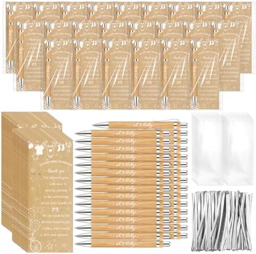 Rustic 72 Set Baby Shower Favors for Guests Include 72 Bamboo Ballpoint ...