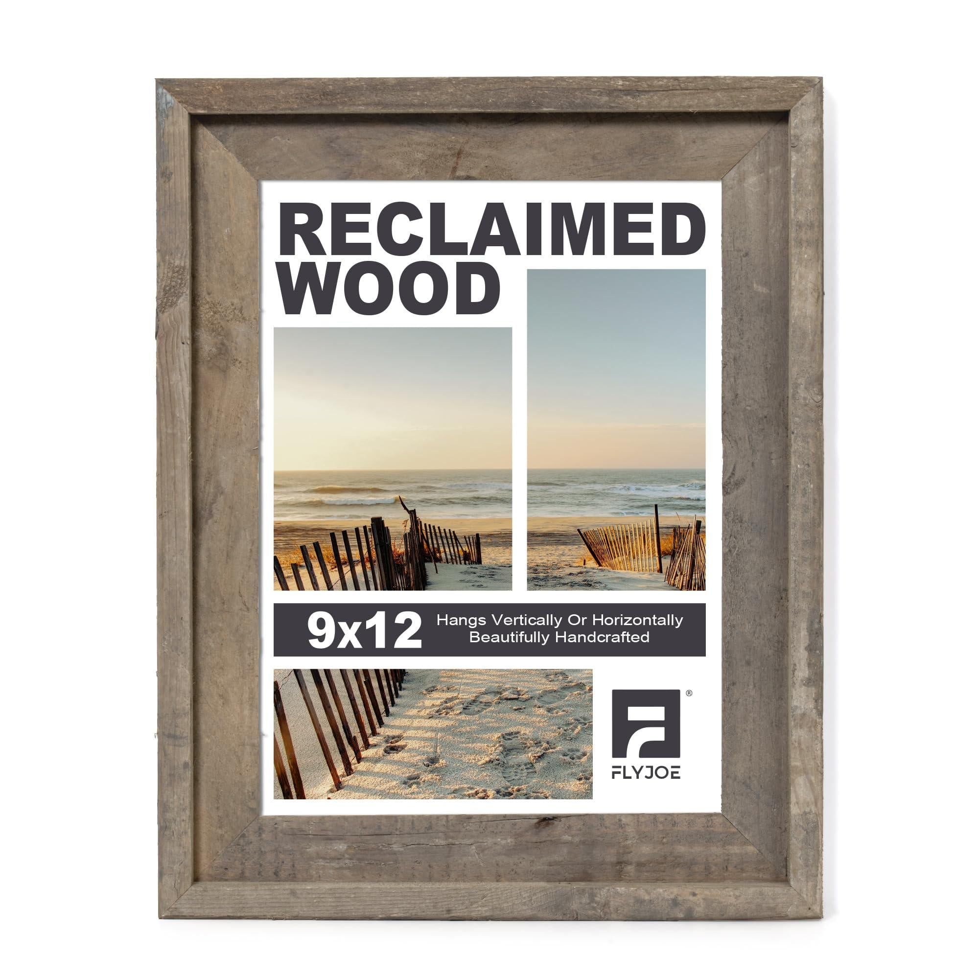 FLYJOE Rustic 9x12 Picture Frame, Reclaimed Barnwood Frame with ...