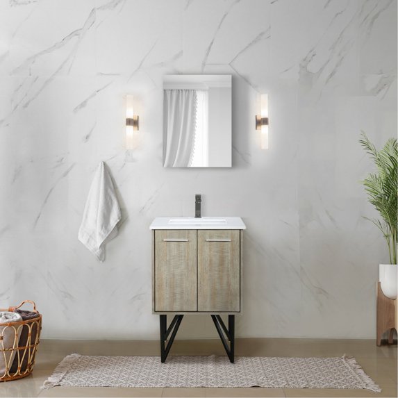Rustic Acacia Vanity 24 in. Wide, Cultured Marble Top and Faucet Set ...