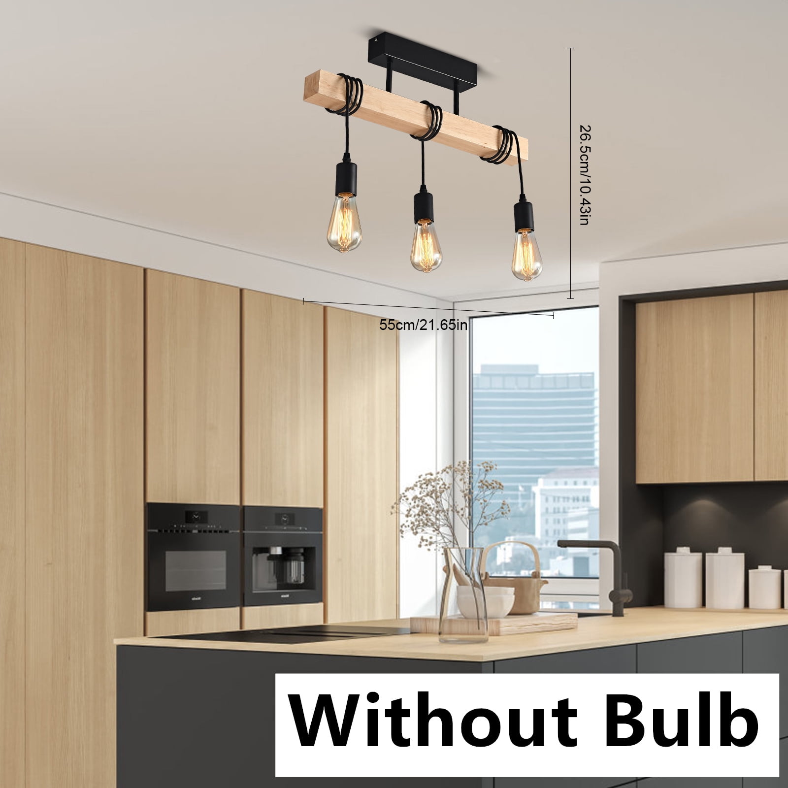 Rustic Adjustable Height Fixtures Kitchen Island Light Wood Ceiling ...