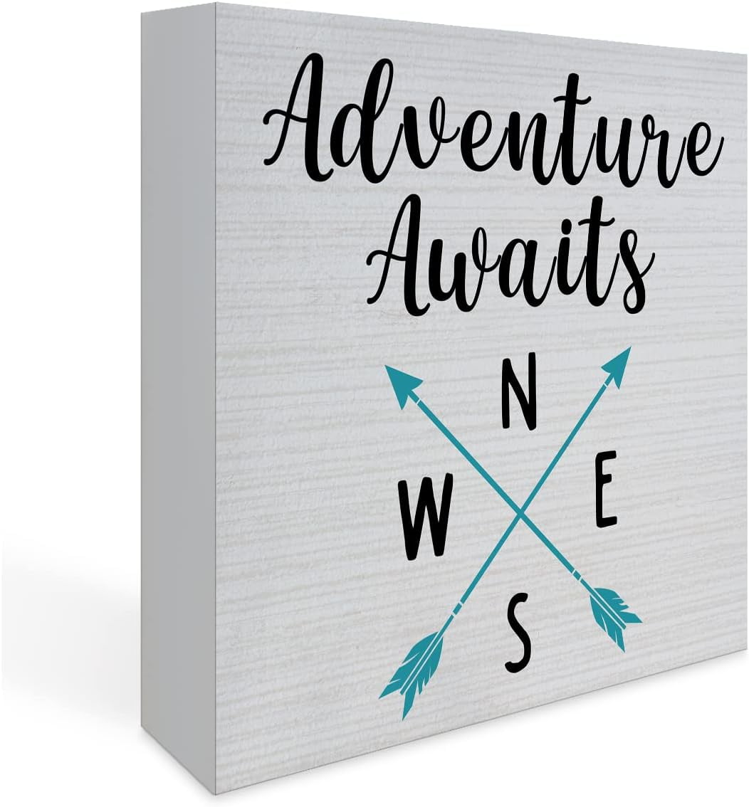 Rustic Adventure Awaits Wood Box Sign, Farmhouse Camping Artwork Decor ...