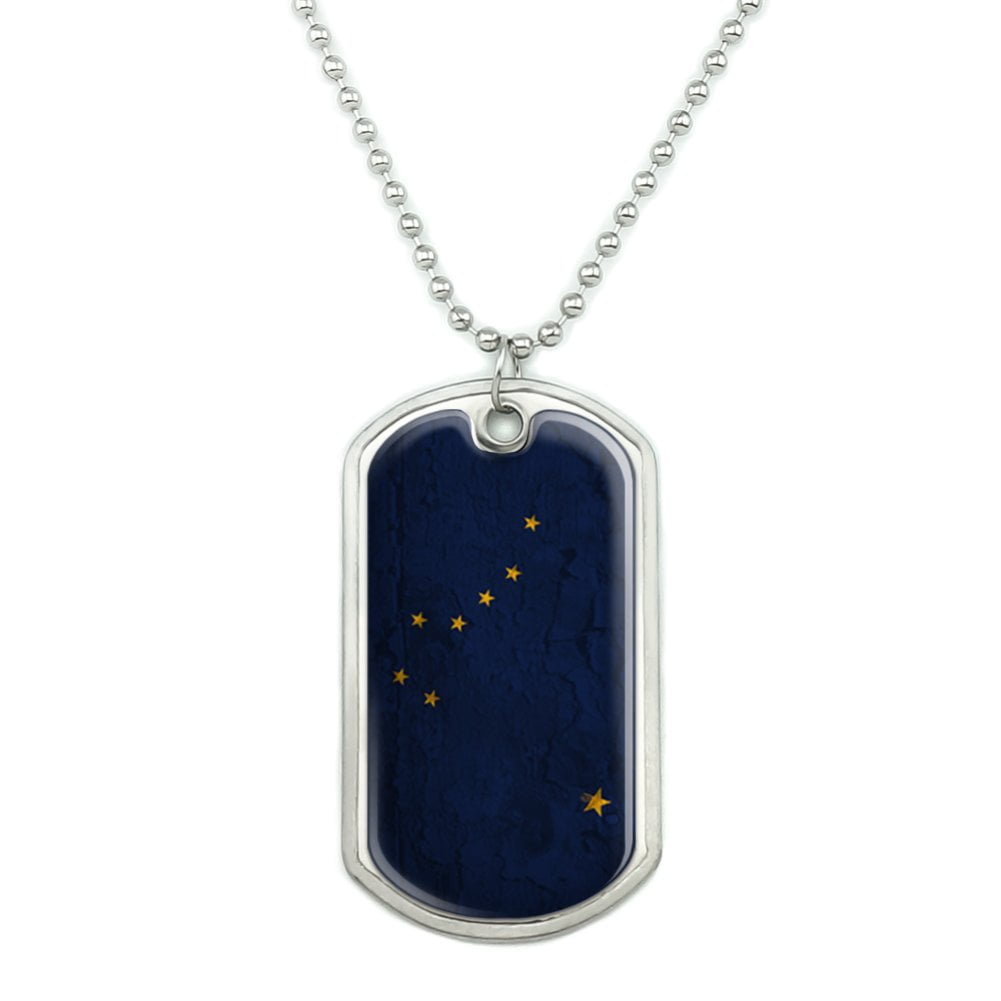 Rustic Alaska State Flag Distressed USA Military Dog Tag Pendant ...