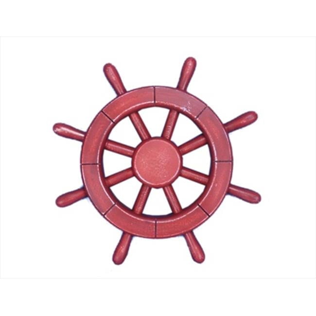 Rustic All Red Ship Wheel 12 in. Decorative Accent - Walmart.com