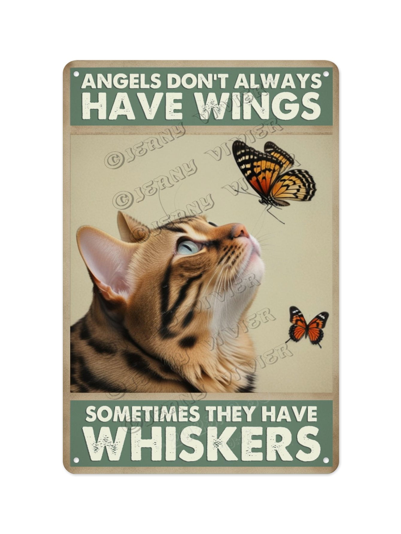 Rustic Aluminum Metal Sign, 12 x 16 Inches, Bengal Cat Angel Don’t ...