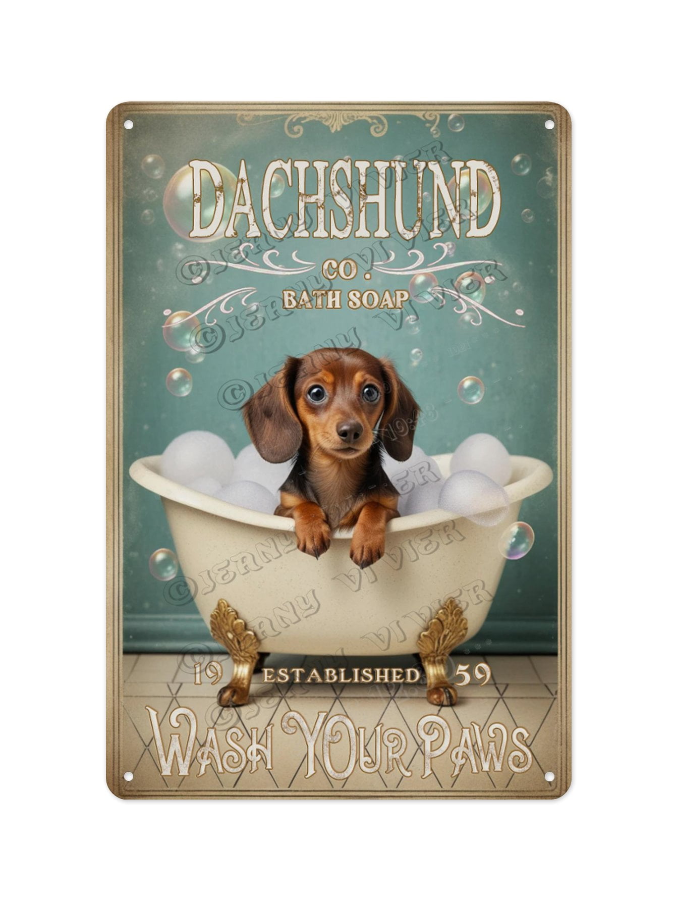 Rustic Aluminum Metal Sign, 12 x 16 Inches, Dachshund Wash Your Paws ...
