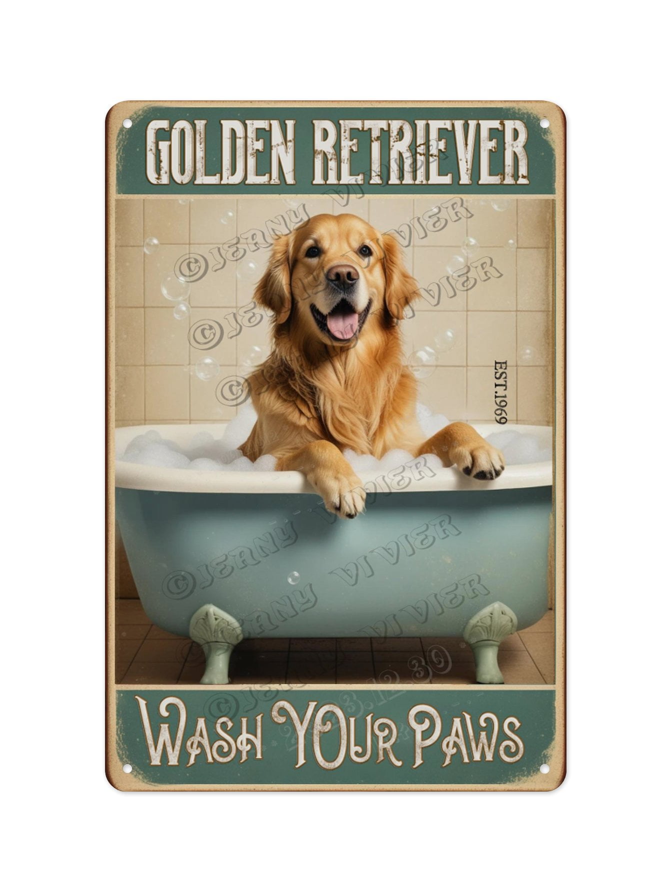 Rustic Aluminum Metal Sign, 5.5 x 8 Inches, Golden Retriever Wash Your ...