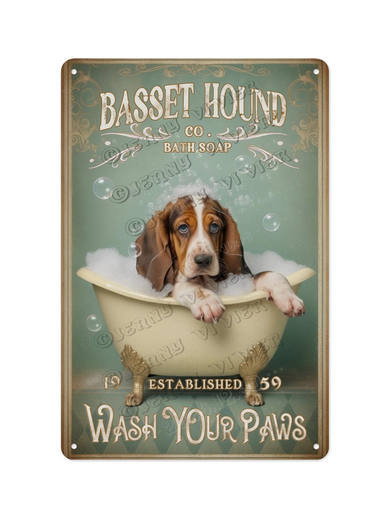 Rustic Aluminum Metal Sign, 8 x 12 Inches, Basset Hound Dog Wash Your ...