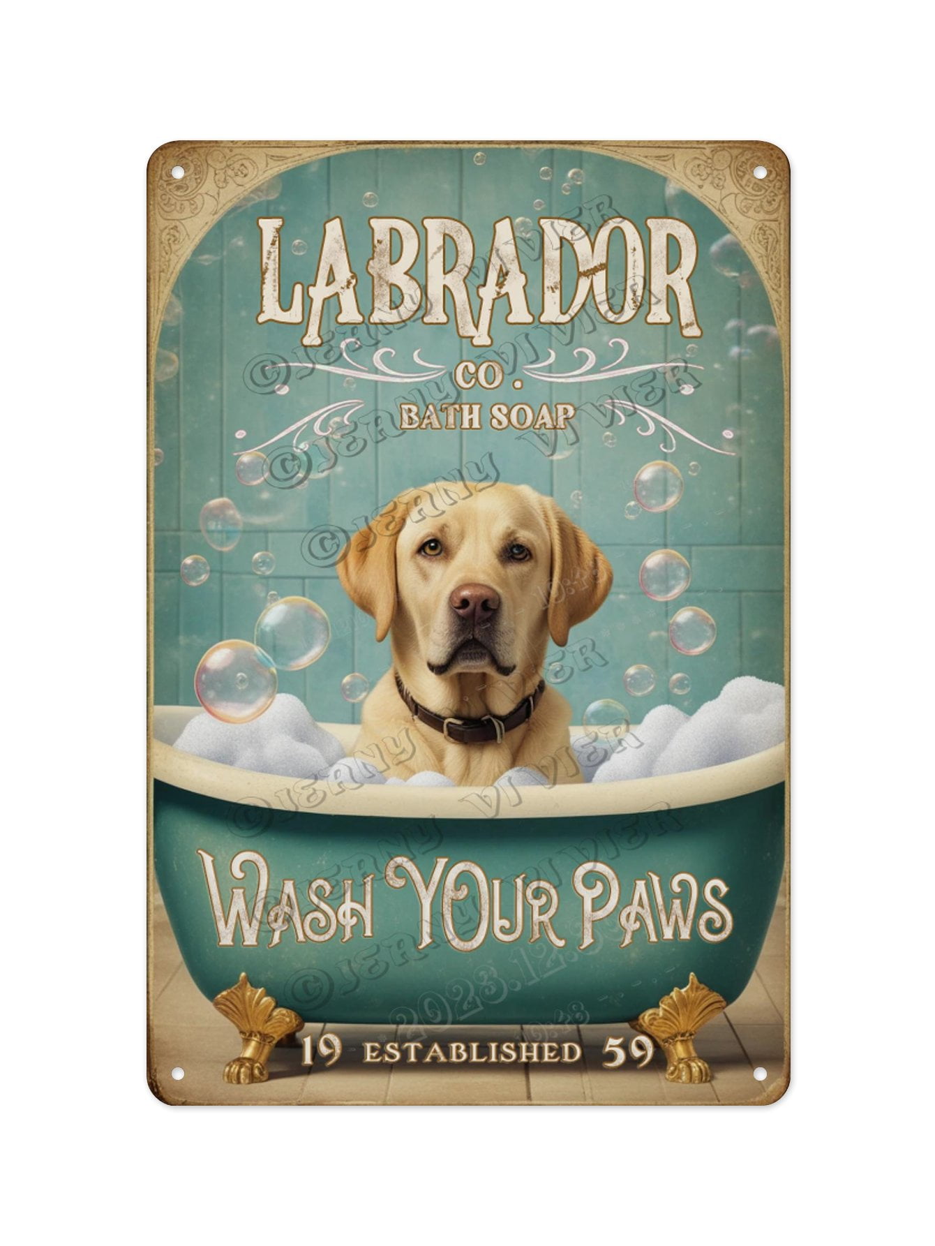 Rustic Aluminum Metal Sign, 8 x 12 Inches, Retriever Labrador Wash Your ...