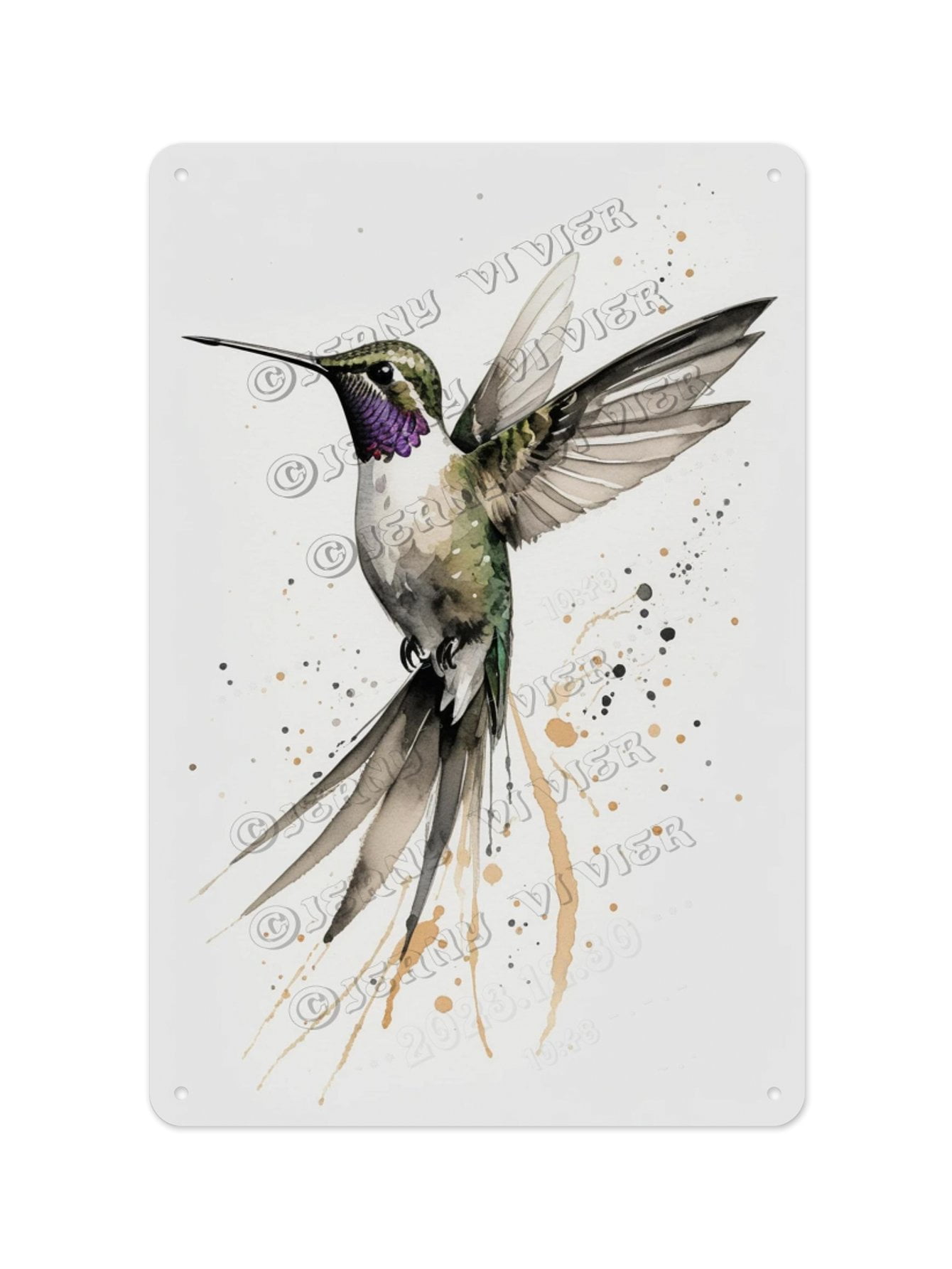 Rustic Aluminum Sign, 12 x 16 Inches, Watercolor Hummingbird Sign, Gift ...