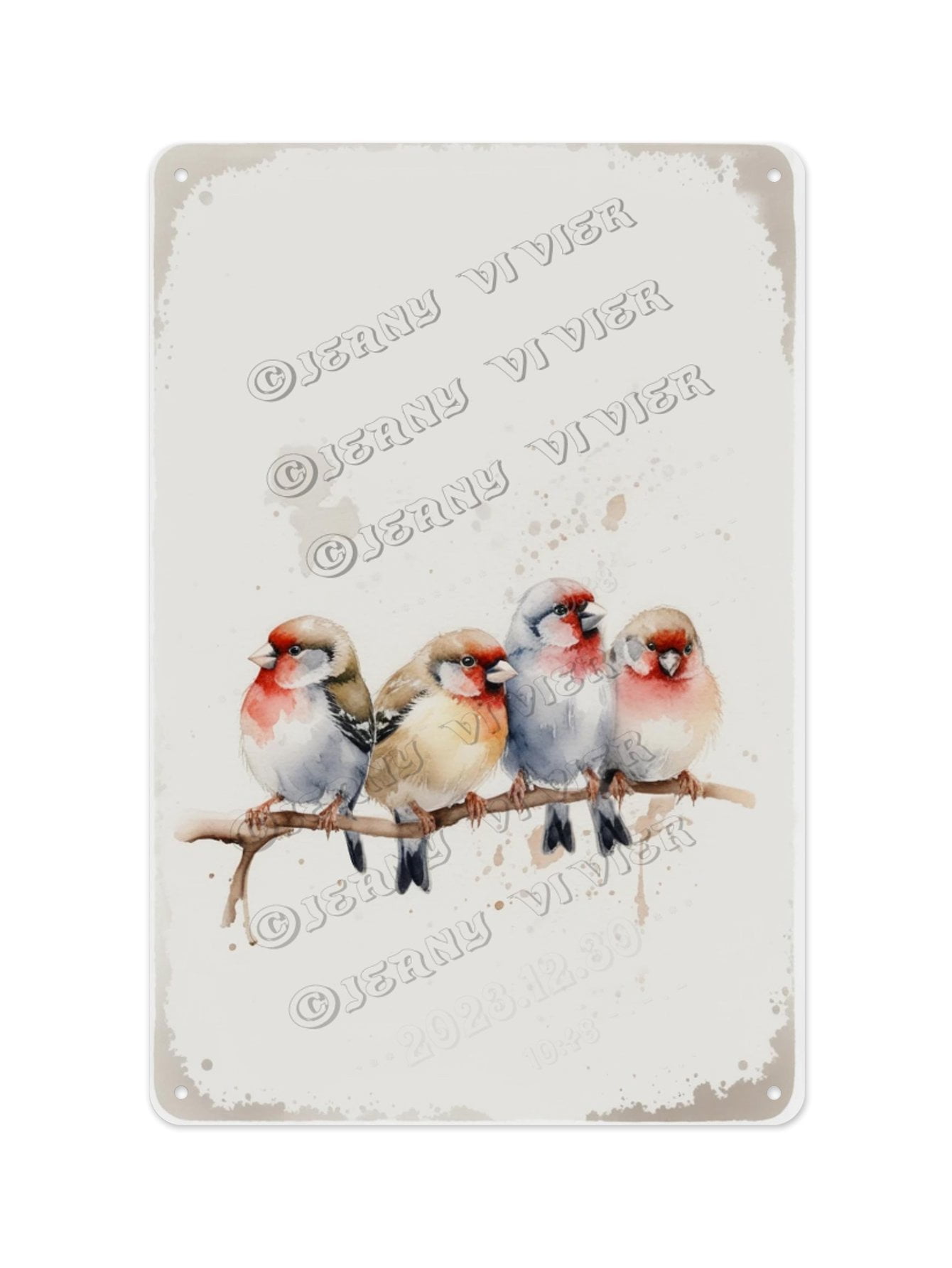 Rustic Aluminum Sign, 8 x 12 Inches, Watercolor Finches on The Branch ...