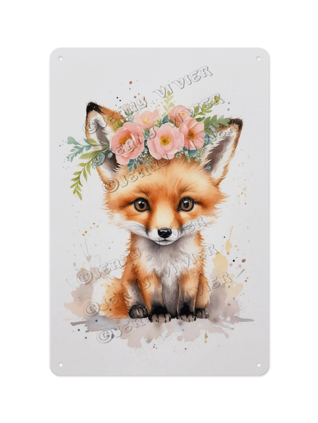 Rustic Aluminum Sign, 8 x 12 Inches, Watercolor Fox Sign, Ideal for ...
