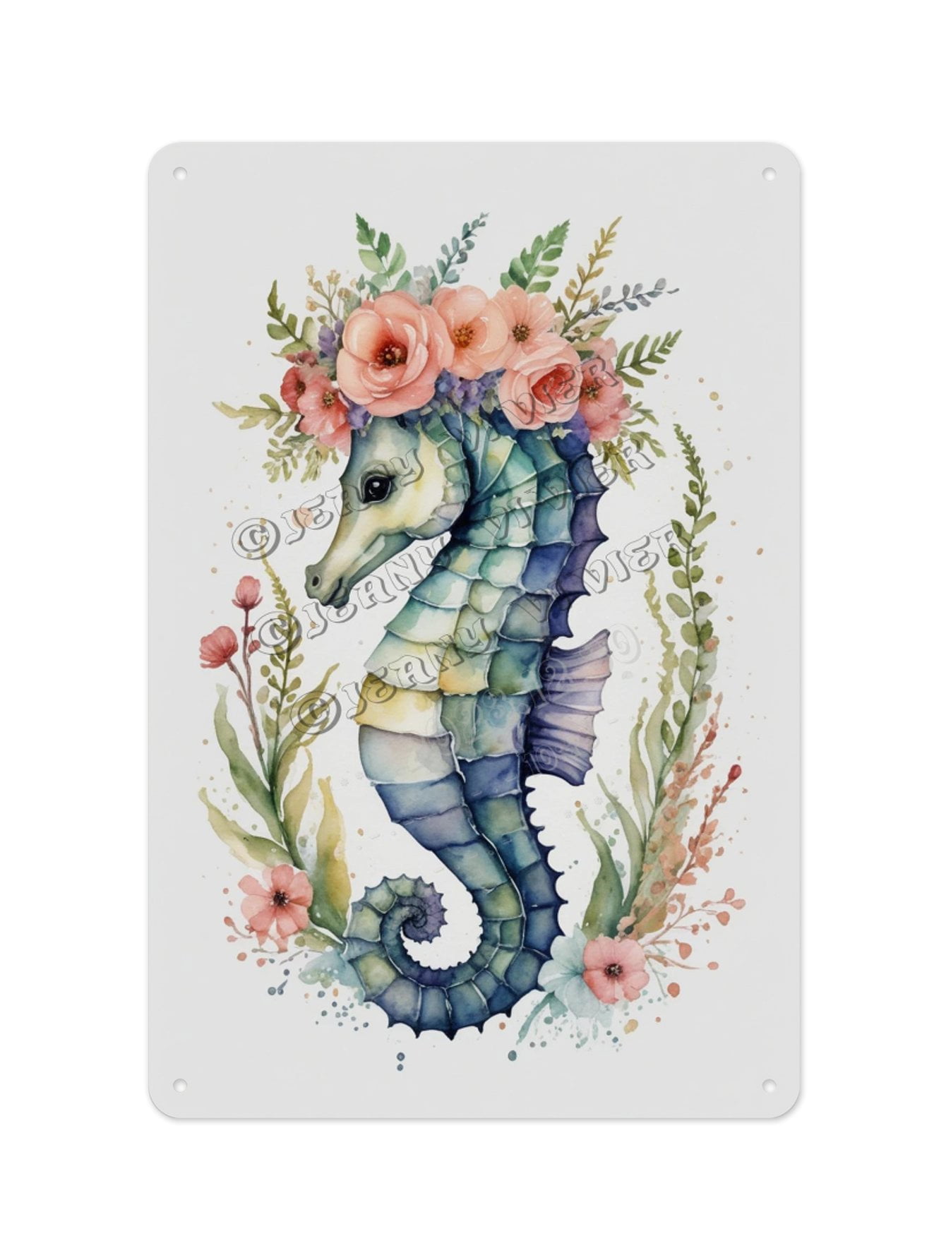 Rustic Aluminum Sign - Funny Seahorse - 12 x 16 Inches - Charming Metal ...