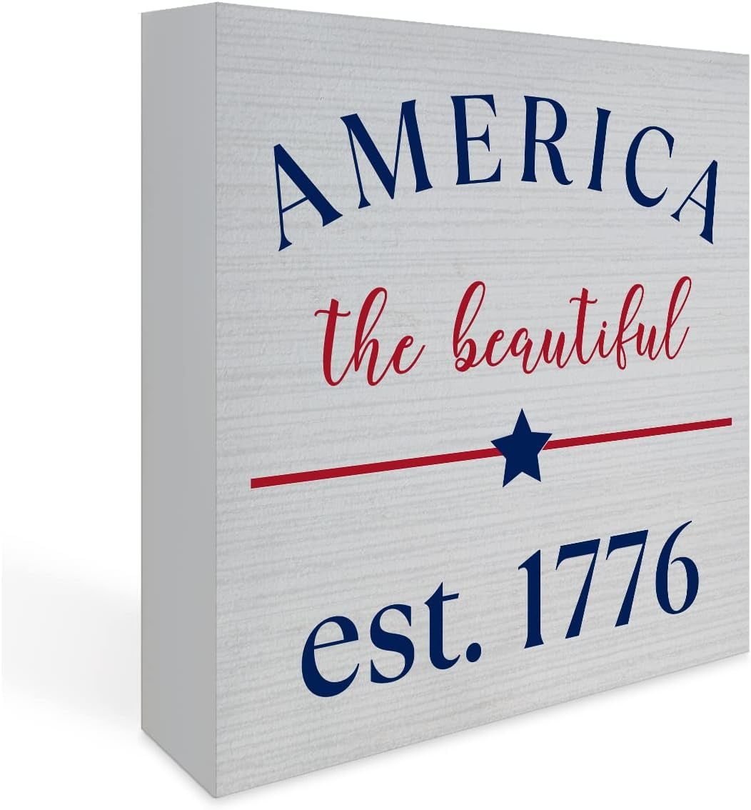 Rustic America Wood Box Sign, Farmhouse Patriotism Artwork Decor ...