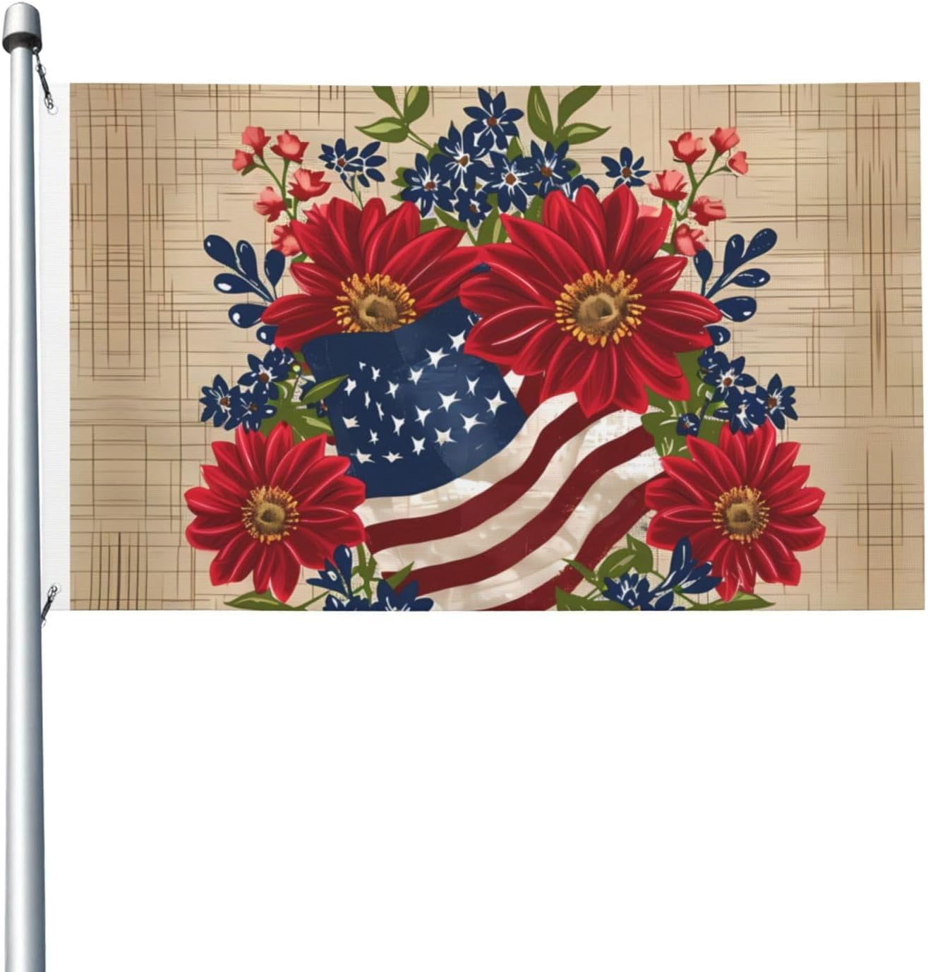 Rustic American Flag Floral 3x5 ft Flag Stars and Stripes,Independence ...