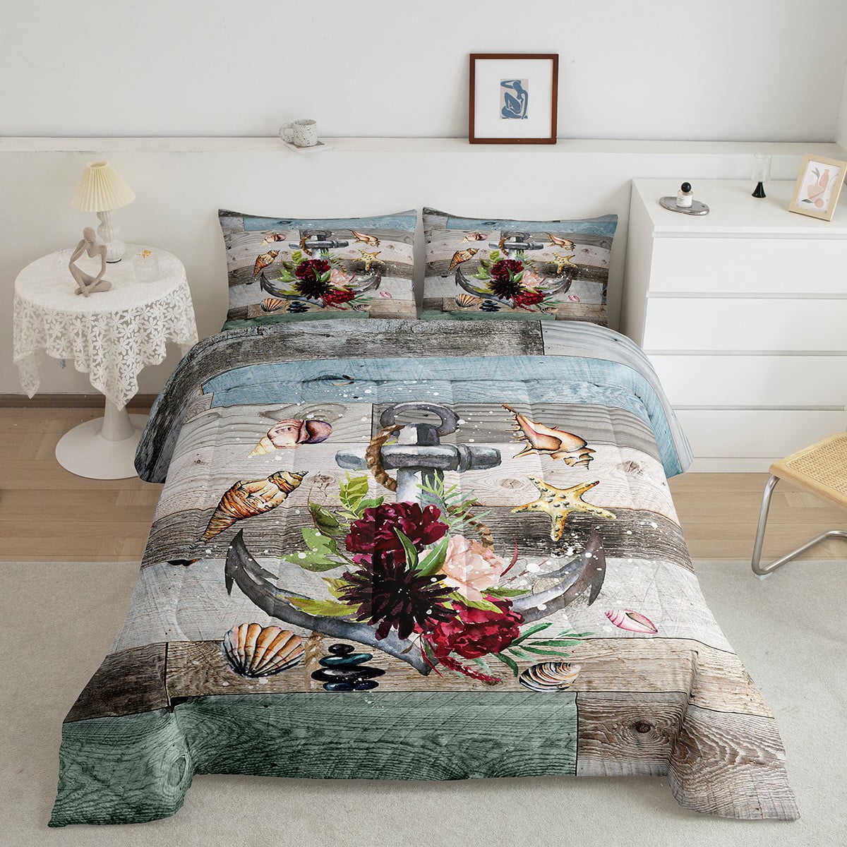 Rustic Anchor Comforter Set for Kids Boys Girls,Nautical Anchor Bedding ...