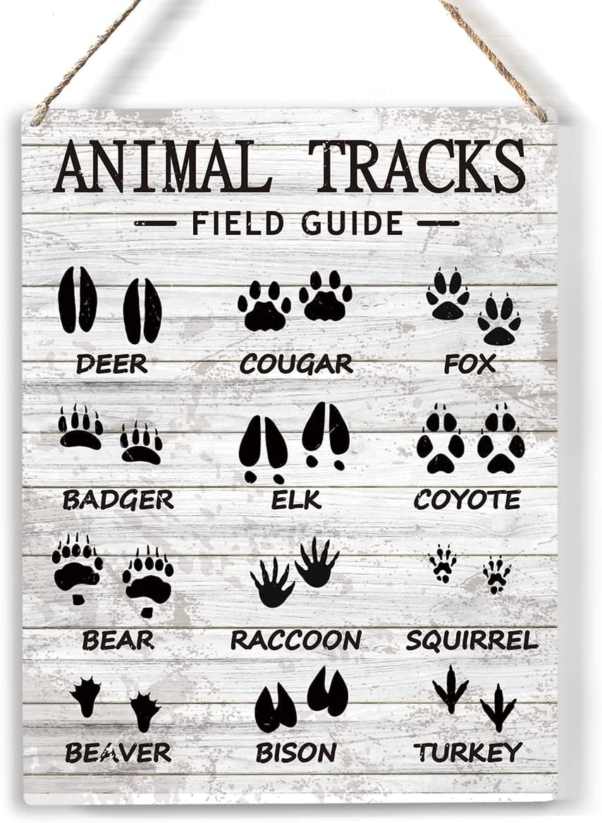 Rustic Animal Tracks Field Guide Wood Sign Animal Tracks Wooden ...