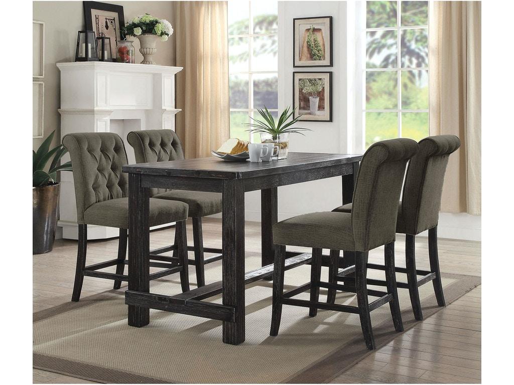 Rustic Antique Black Counter Height Table Set 5pcs FOA CM3324BK-PT ...
