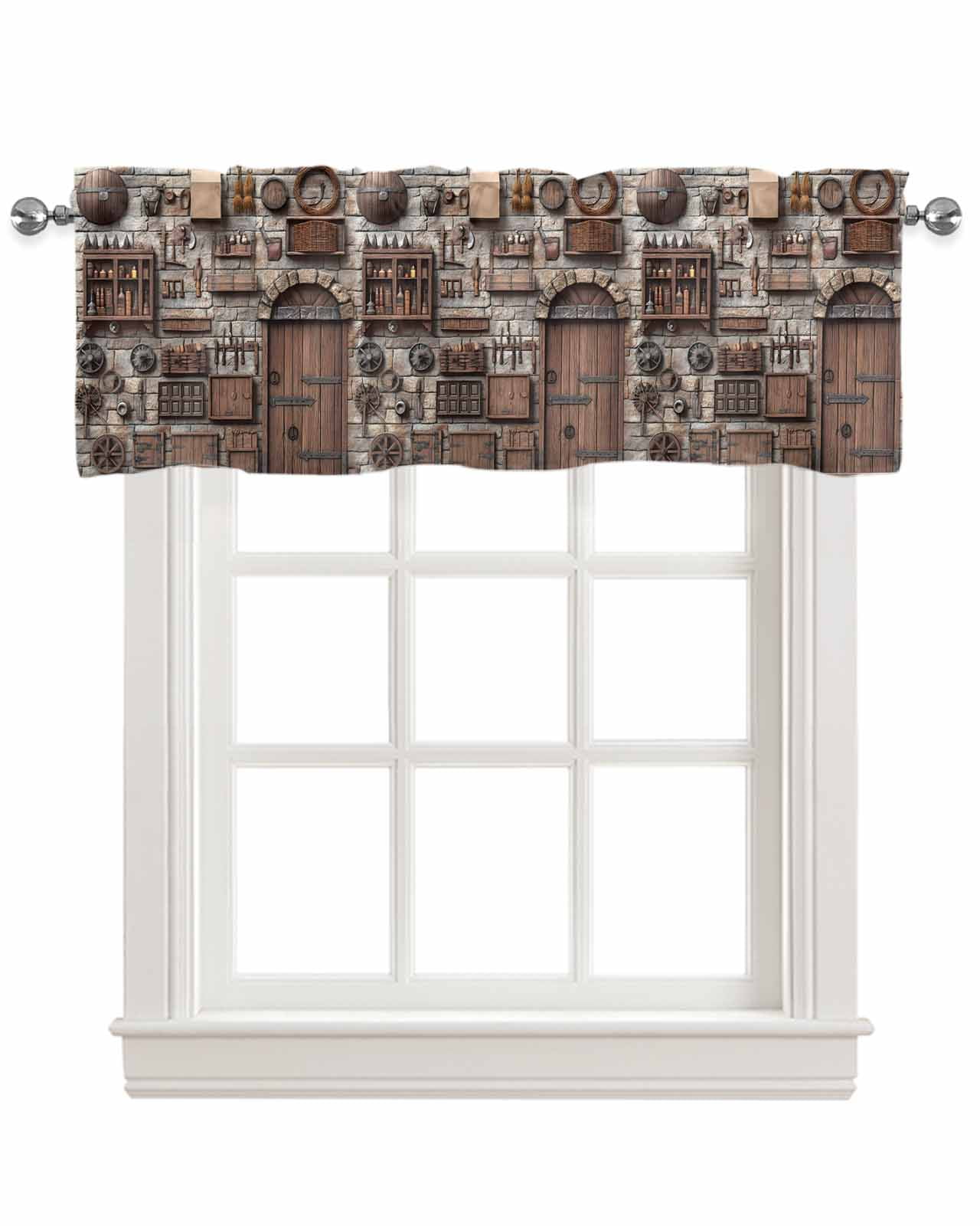 Rustic Antique Kitchen Valances for Windows Farmhouse Linen Window ...