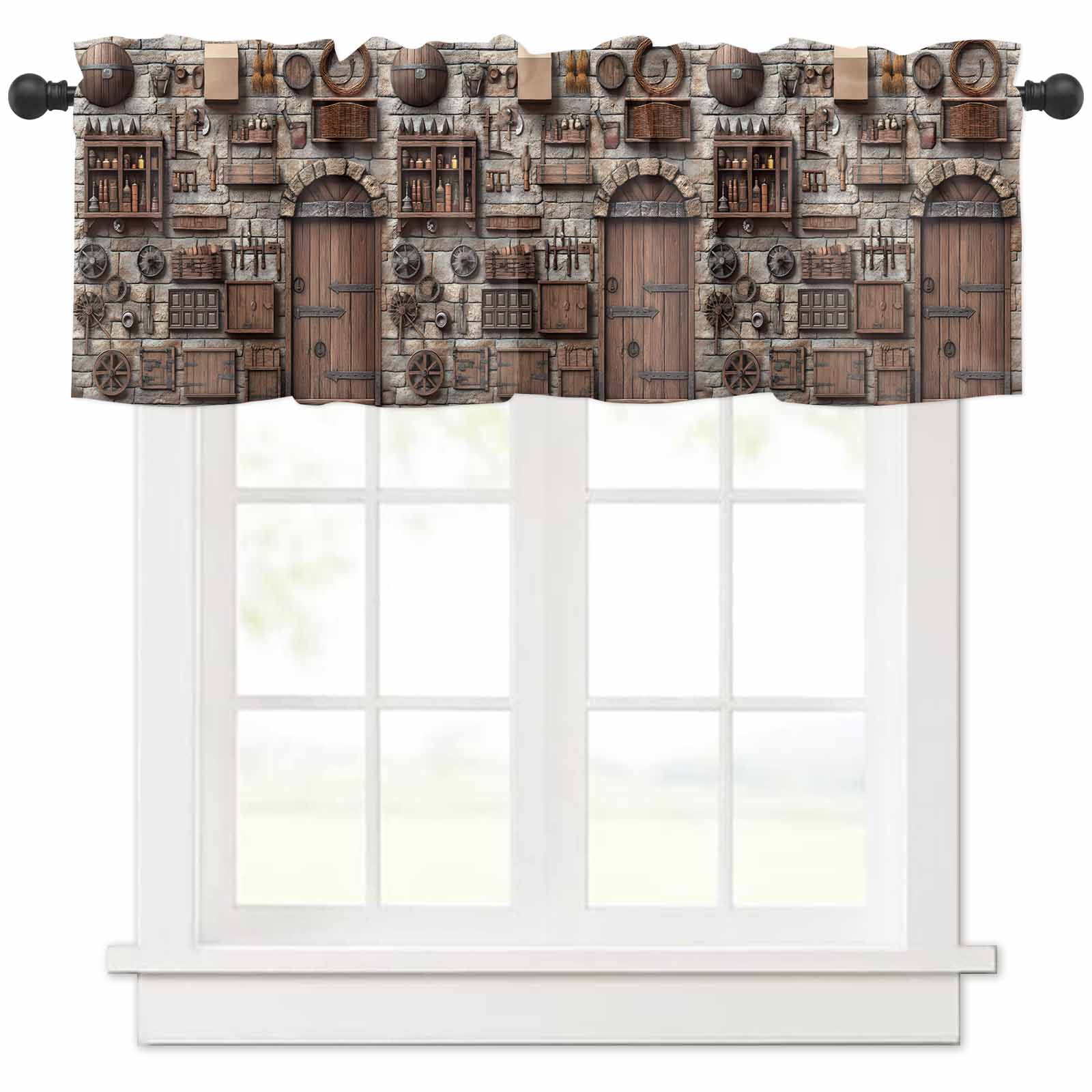 Rustic Antique Valances for Windows Farmhouse Kitchen Curtains Valances ...