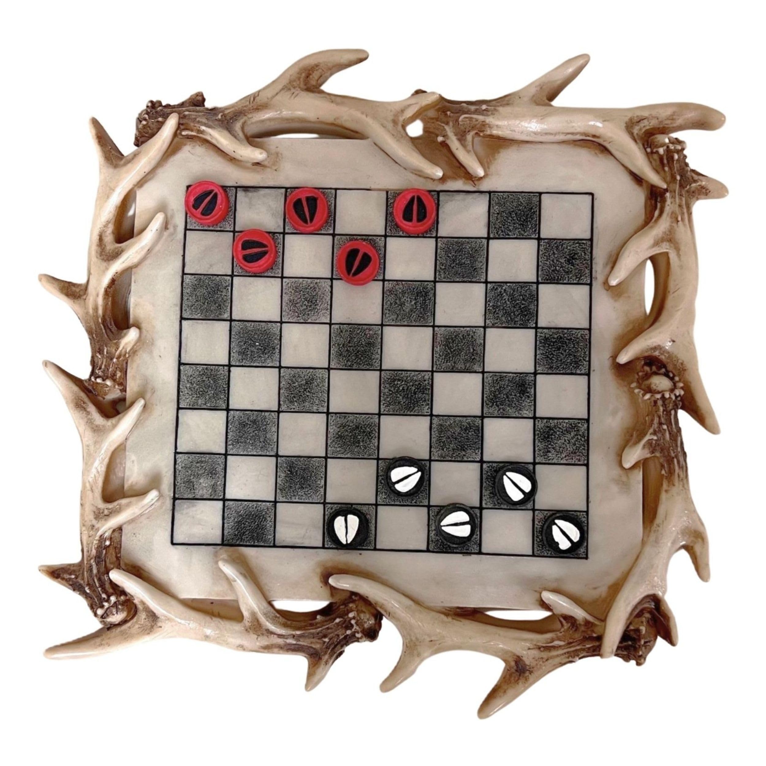 Rustic Antler Checkerboard Checker Decorative Cabin Lodge Family Board ...