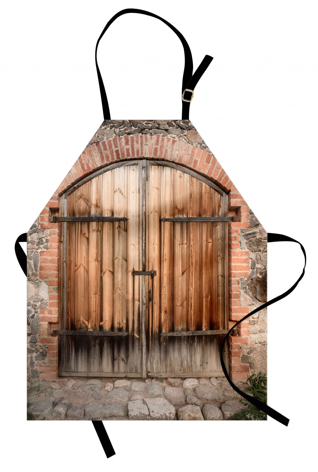 Rustic Apron Wooden Door of a Stone House with Wrought Iron Elements ...