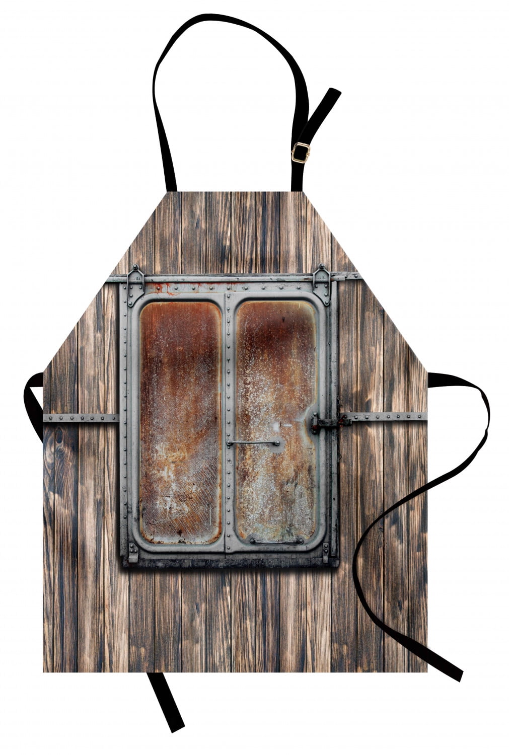 Rustic Apron Wooden Tree Planks with Old and Rusty Two Angled Boat Door Image Artwork Print ...