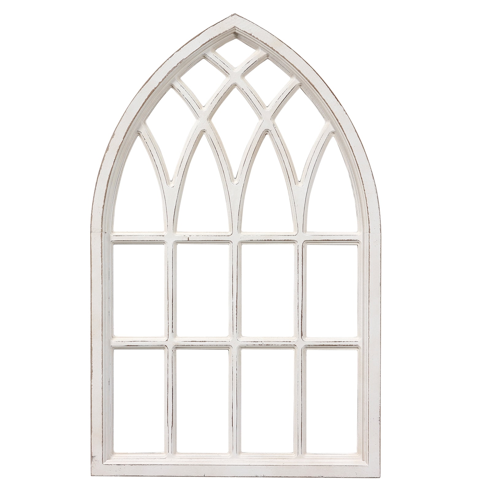 Rustic Wooden Farmhouse Window Frame, Distressed White, 20" x 32", Wall ...