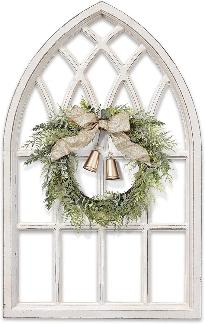 "Sintosin Rustic Wooden Arched Window Frame, Decorative Farmhouse Wall ...