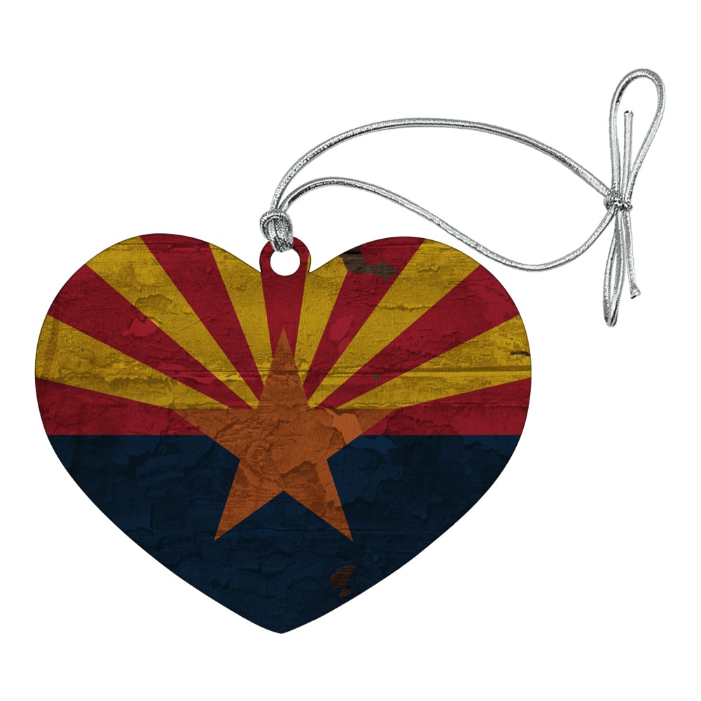 Rustic Arizona State Flag Distressed USA Heart Love Wood Christmas Tree ...