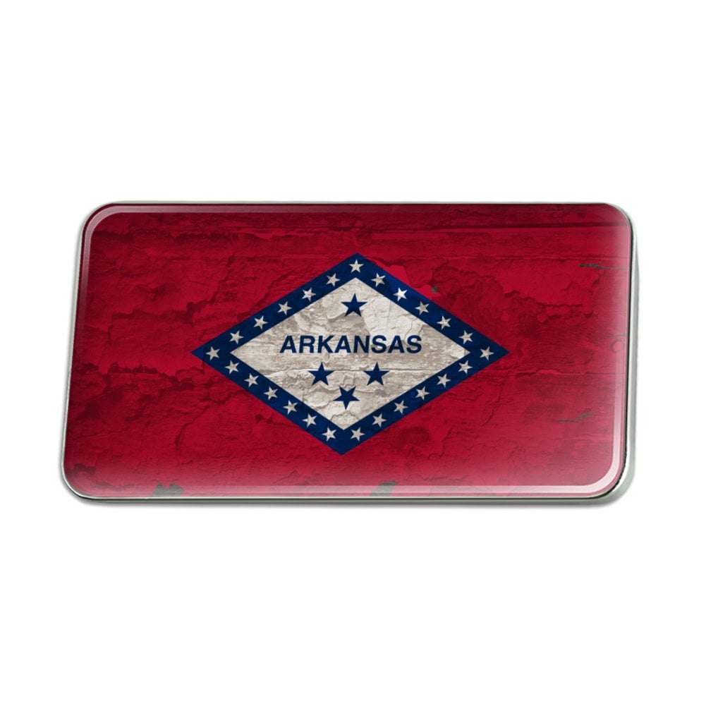 Rustic Arkansas State Flag Distressed USA Metal Rectangle Lapel Hat Pin ...