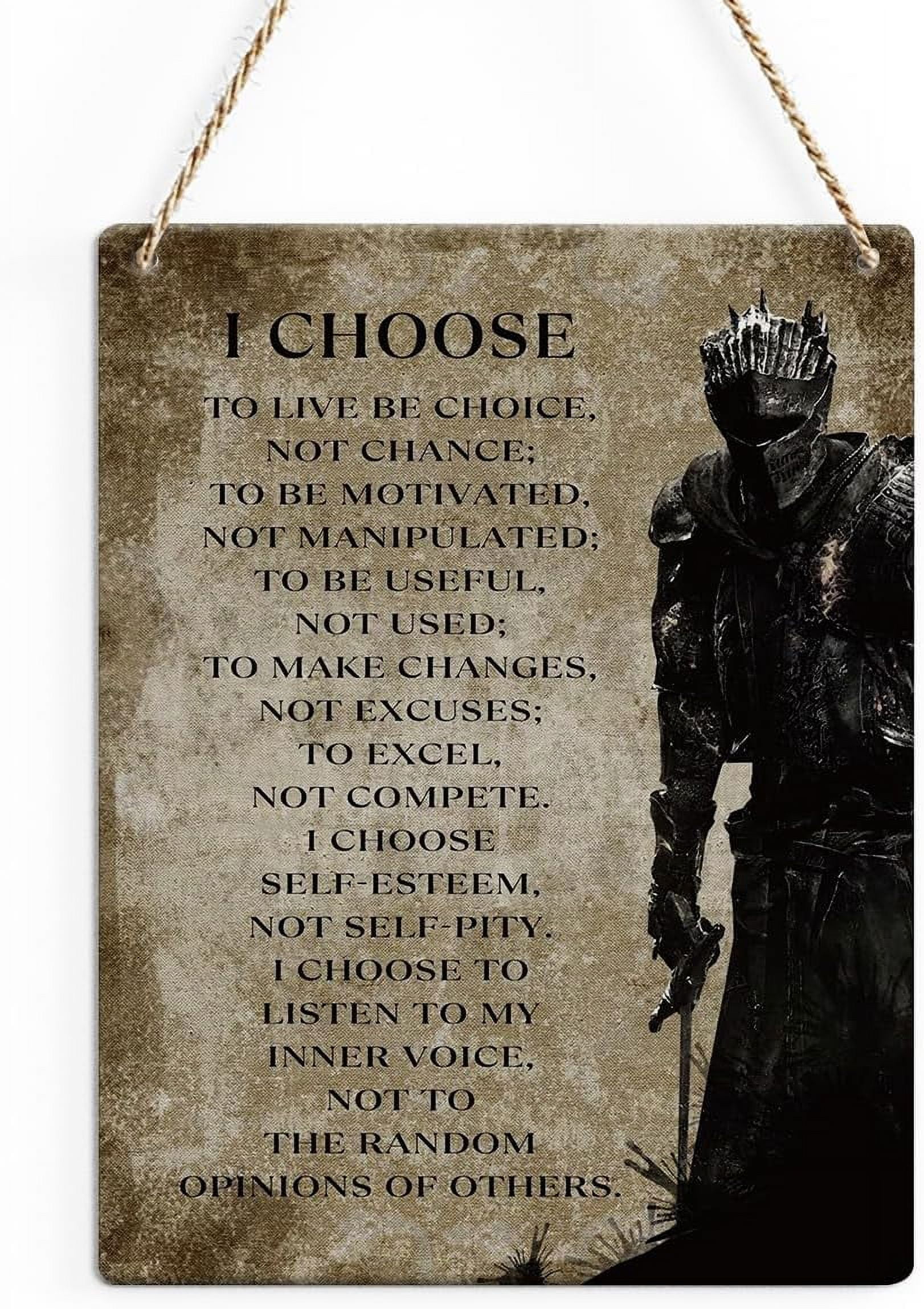 Rustic Armored Samurai Wood Decor Sign, Retro I Choose to Live Be ...