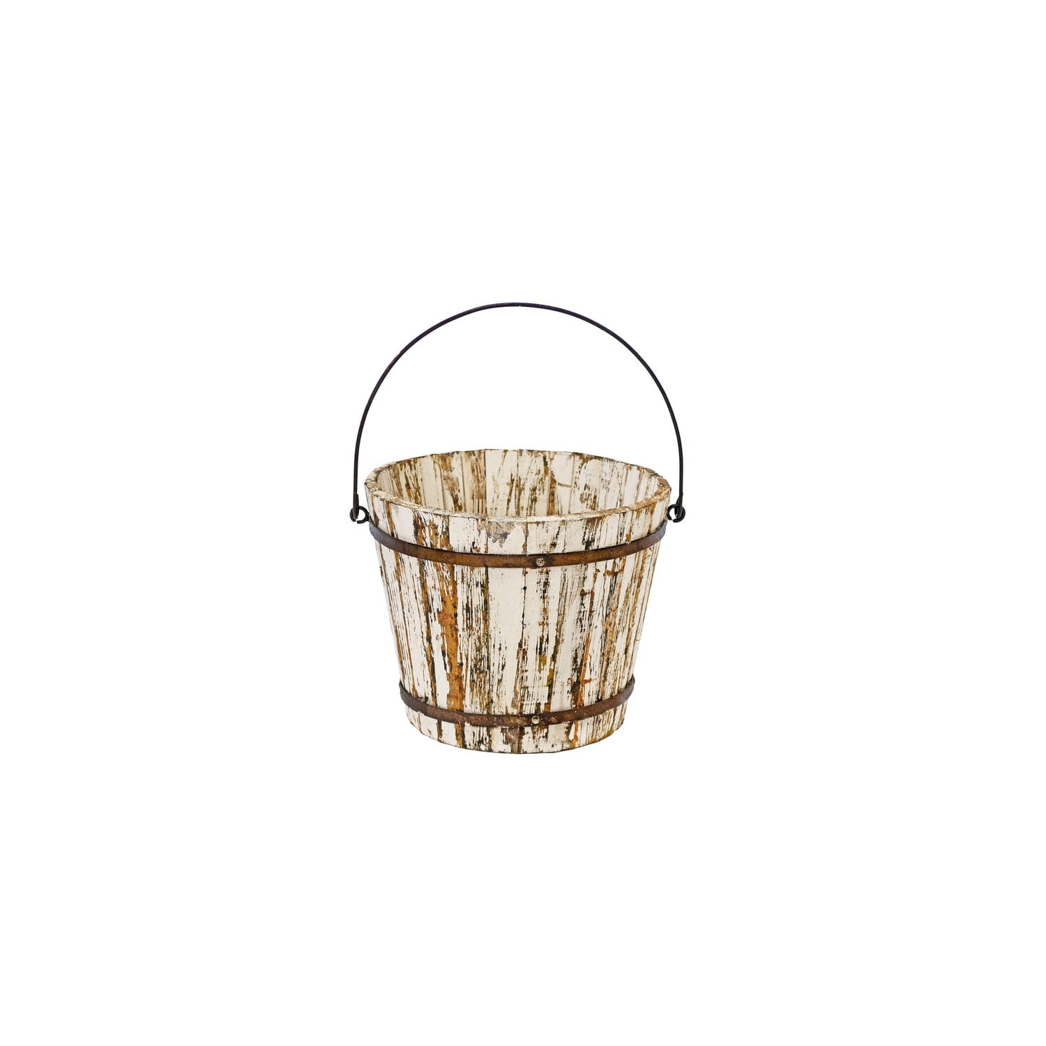 Rustic Arrow White Washed Wood Bucket - Walmart.com
