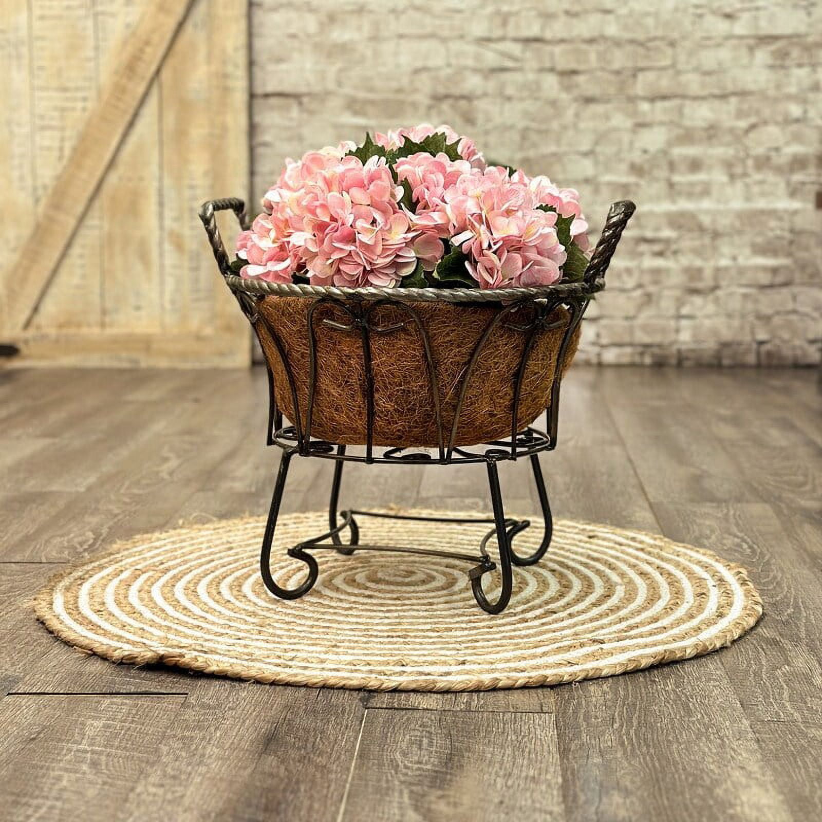 Rustic Arrow Handcrafted Wrought Iron Decorative Wire Short Basket with ...