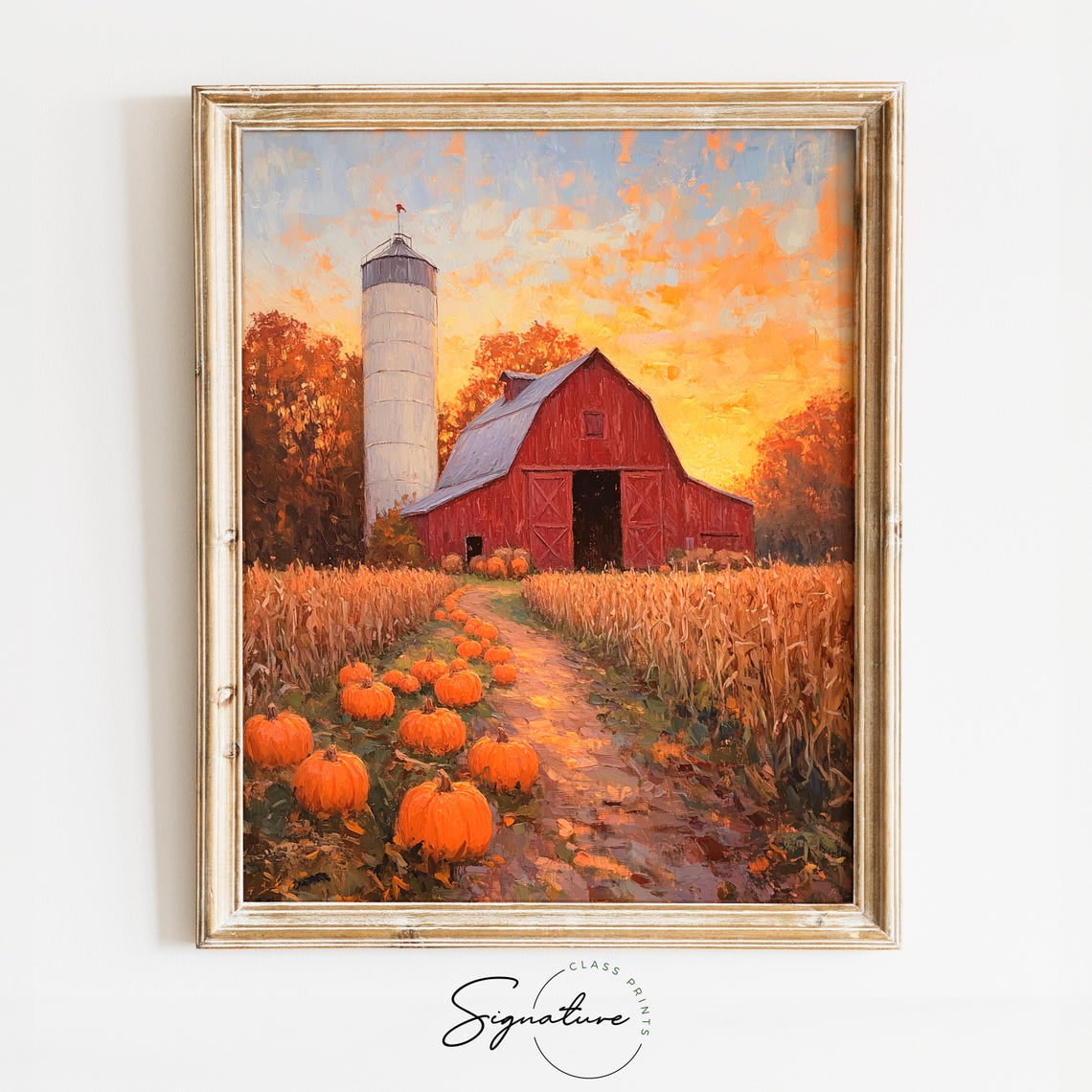 Rustic Autumn Barnyard Scene, Red Barn With Pumpkins, Country Farm ...