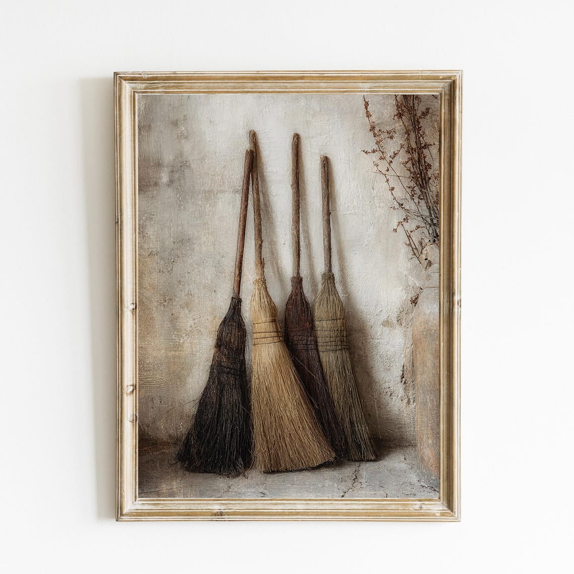 Rustic Autumn Broom Dark Rustic Wall Art Poster Warm English Country ...
