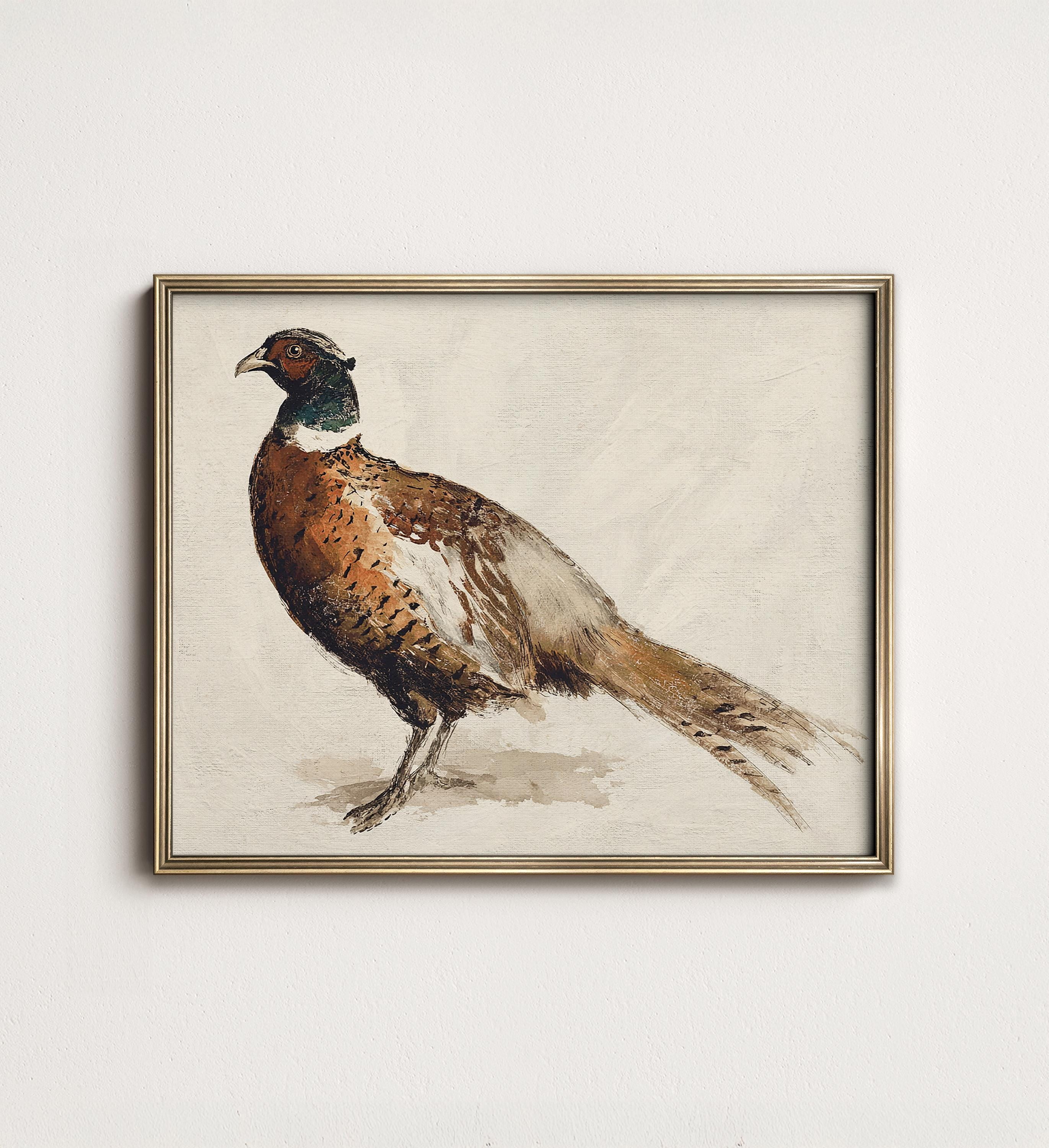 Rustic Autumn Pheasant Art Print, Wildlife Bird , Vintage Country Lodge ...