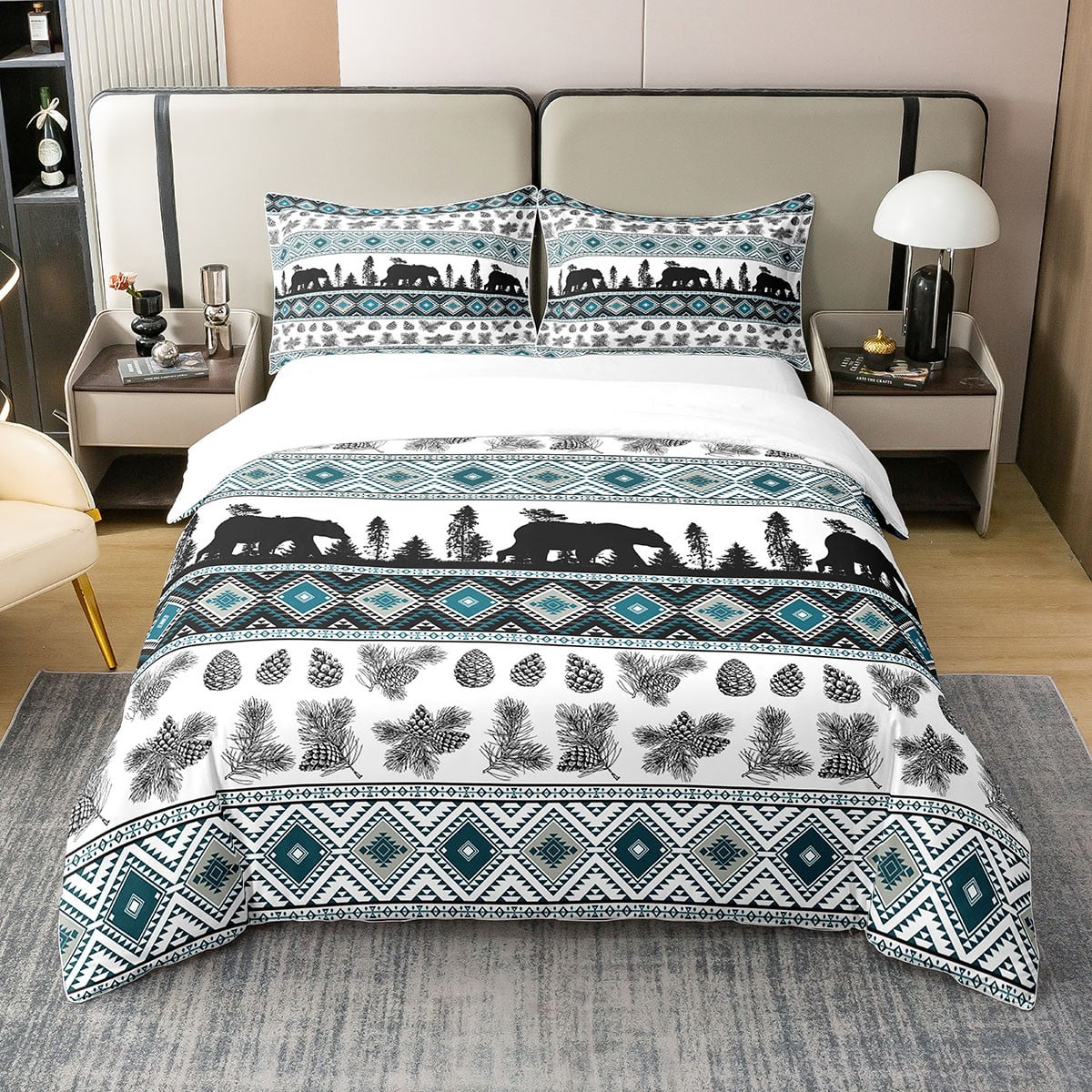 Rustic Aztec 100% Cotton Duvet Cover King 3 Piece Boho Western Bedding ...