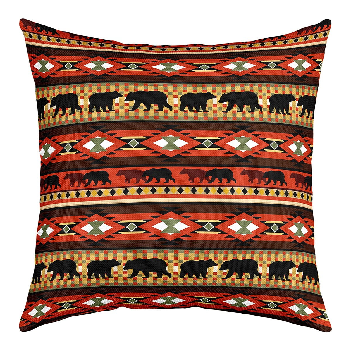 Rustic Aztec Pillow Cover 20x20 Inch Farmhouse Bear Throw Pillow Cover ...