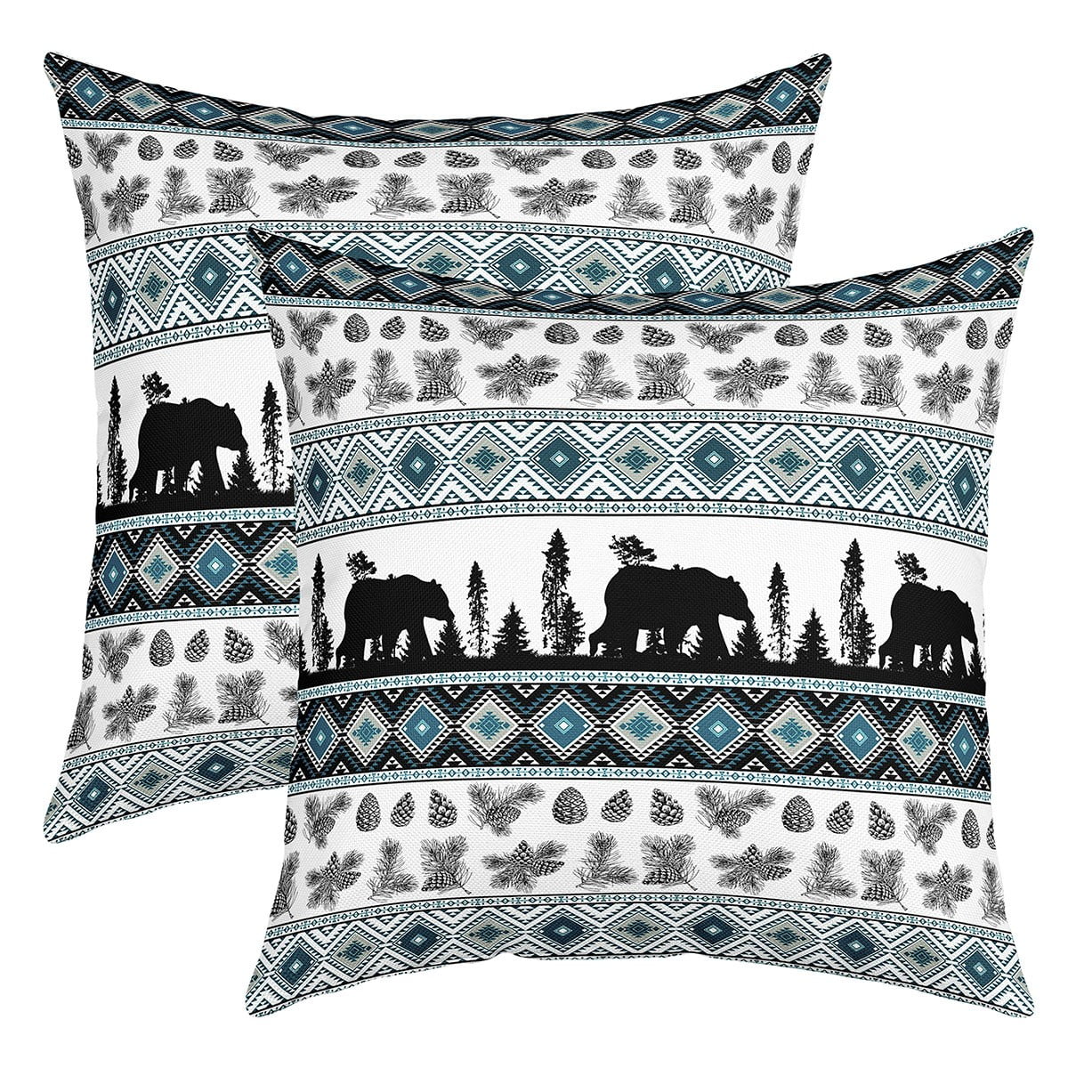 Rustic Aztec Throw Pillow Covers 16x16 Inch Set of 2 Boho Tribal ...
