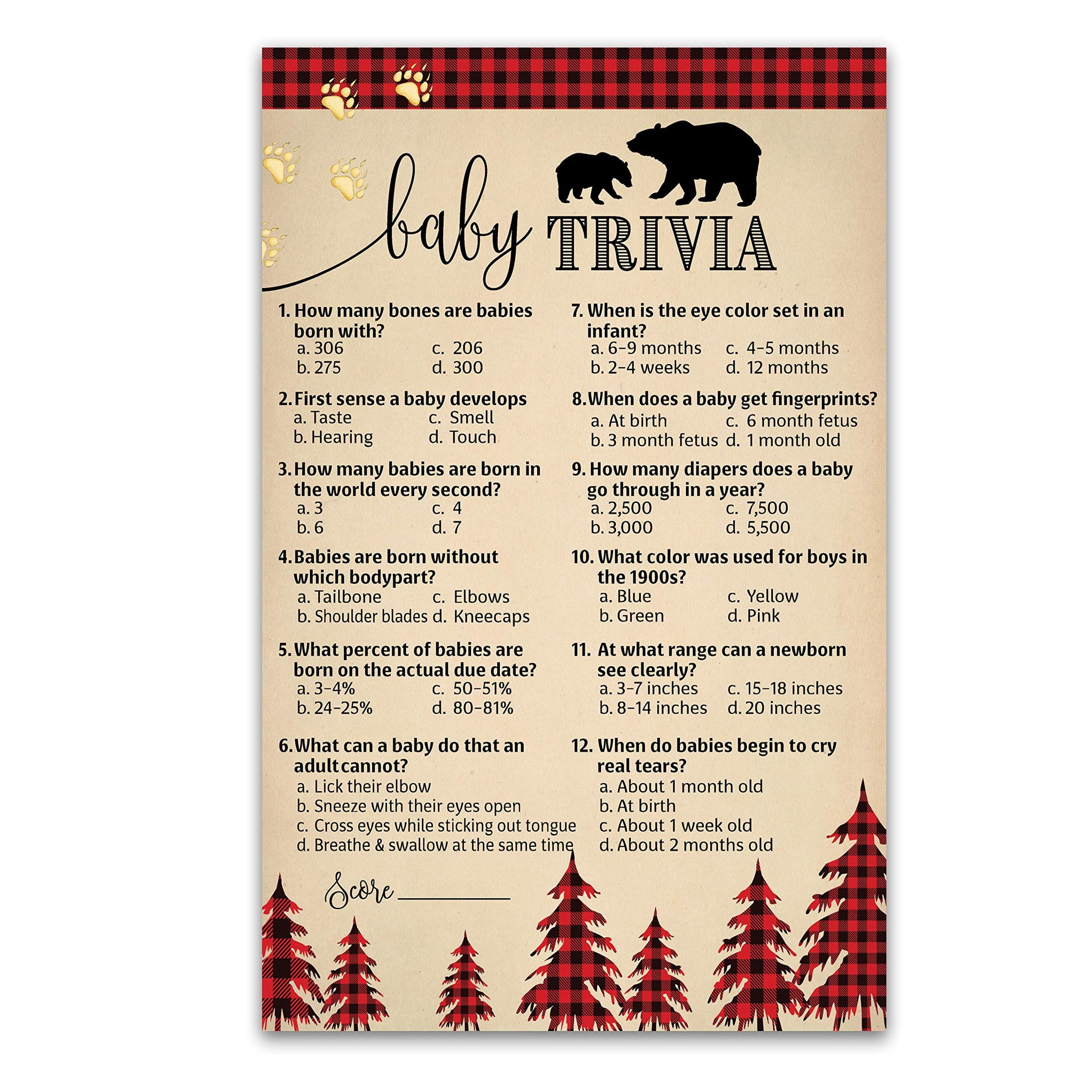 Rustic Baby Trivia Game Pack - 25 Engaging Questions for Baby Showers ...