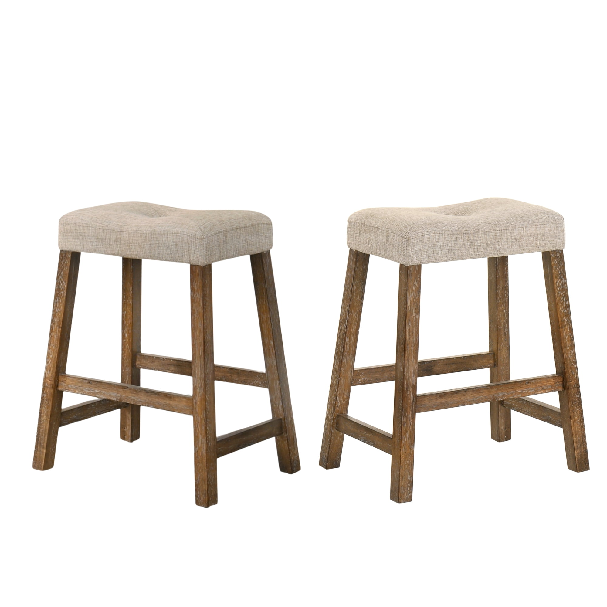 Rustic Backless Counter Stool Set of 2 – 25 Inch Wooden Farmhouse ...