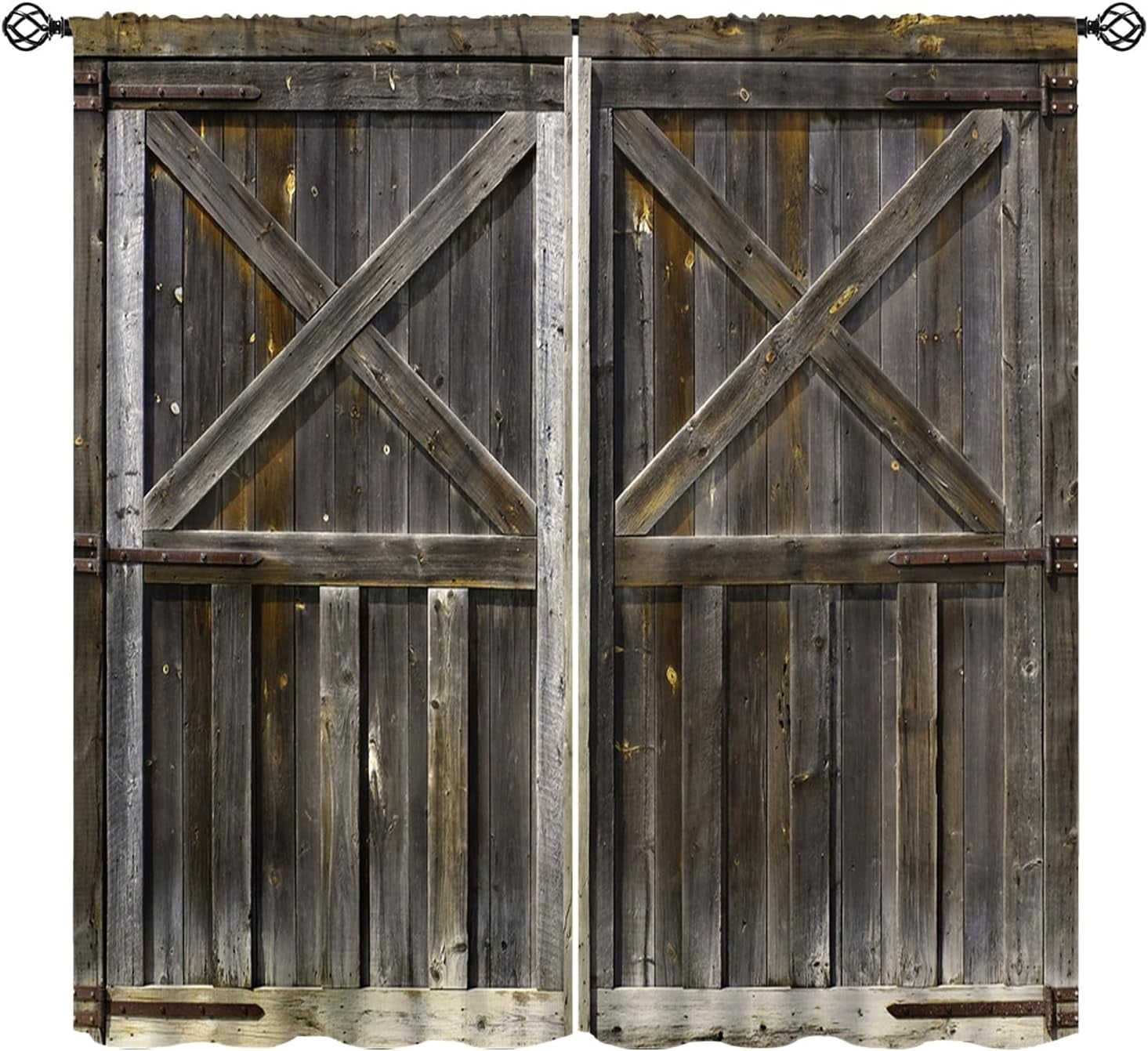 Rustic Barn Door Curtains Wooden Board Plank Western Garage Gate ...