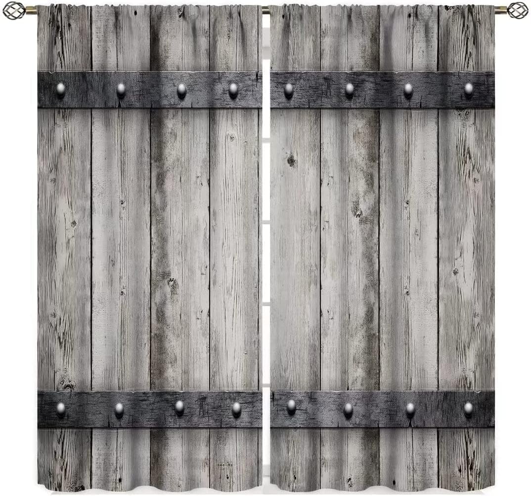 Rustic Barn Door Curtains Wooden Plank Old Wood Farmhouse Countryside ...