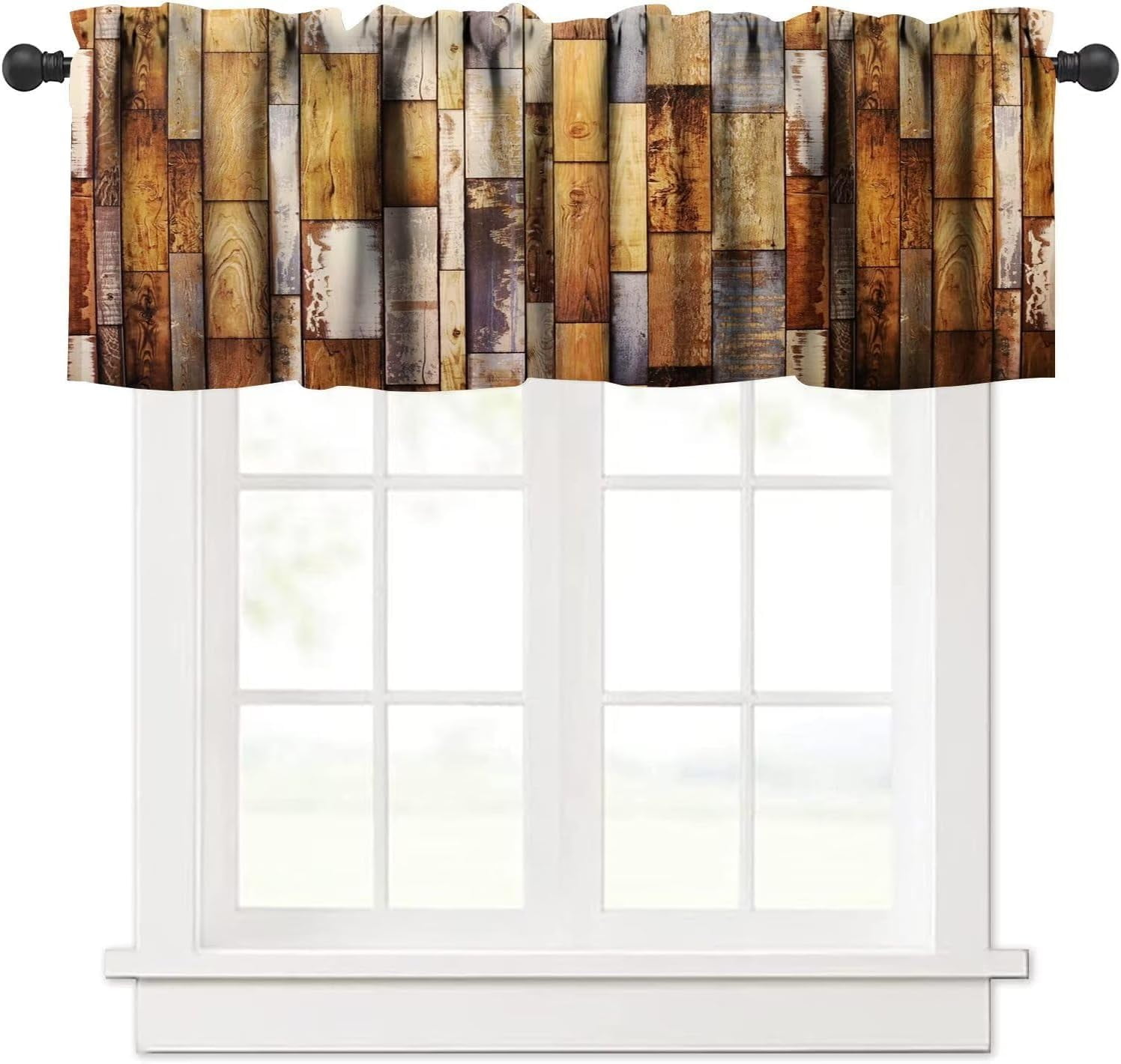 Rustic Barn Door Valance Curtain Colorful Farmhouse Wooden Western Wood ...