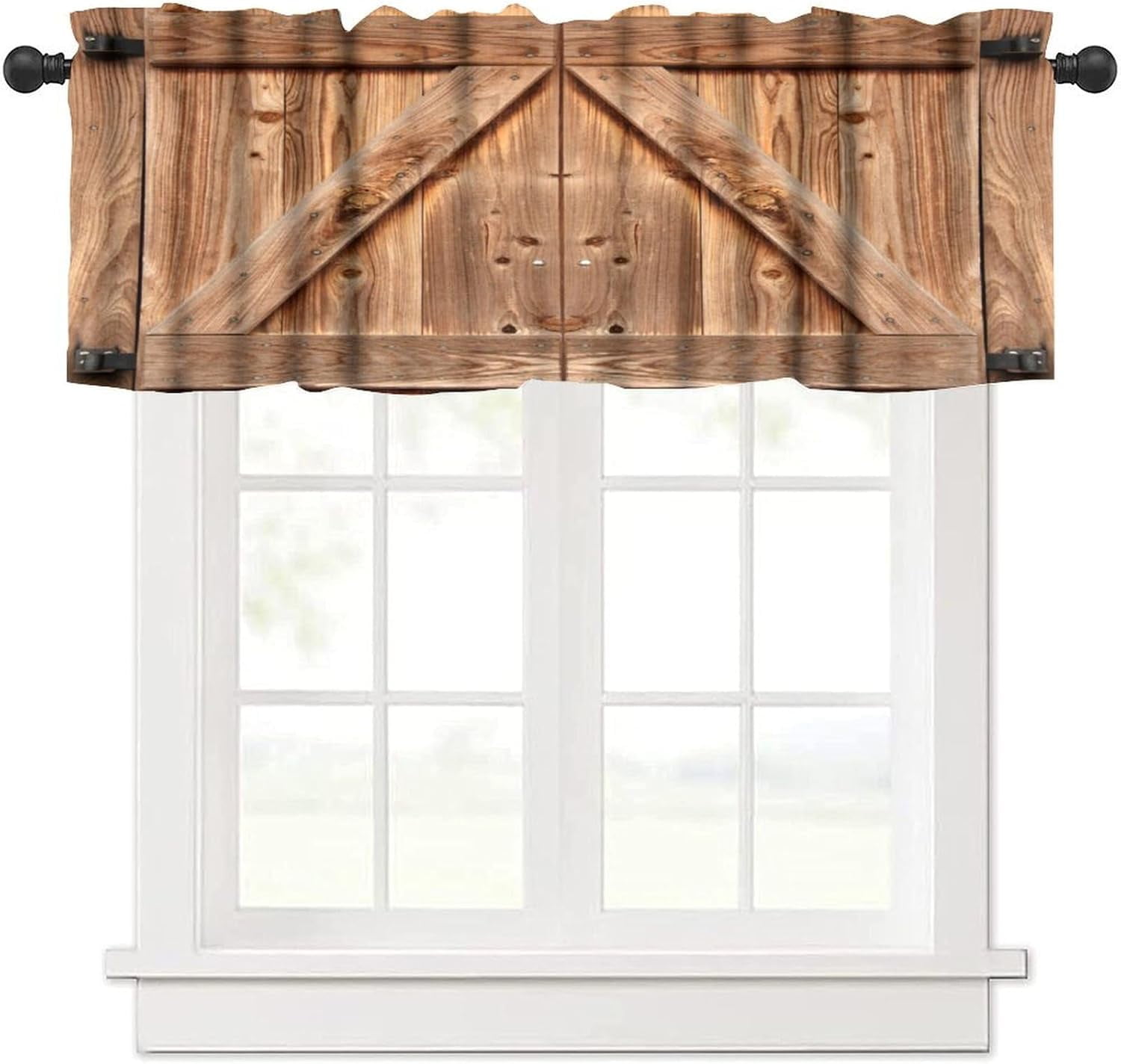 Rustic Barn Door Valance Curtain Farmhouse Wooden Wood Vintage Plank ...