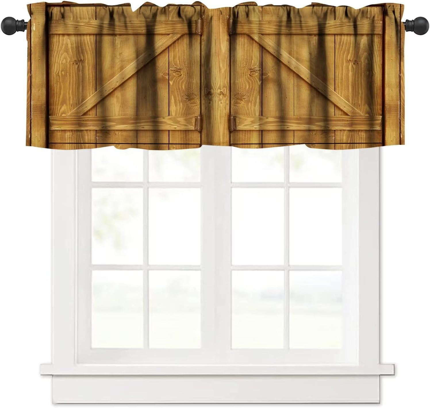 Rustic Barn Door Valance Curtain Vintage Farmhouse Garage Gate Wooden ...